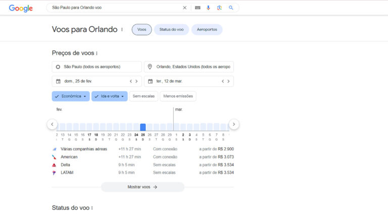 Pesquisando passagens baratas pelo Google Voos