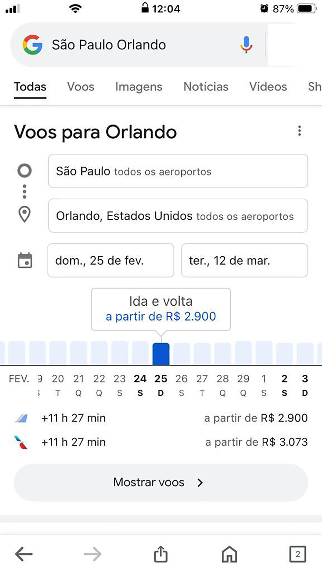 Pesquisando passagens baratas pelo Google Voos